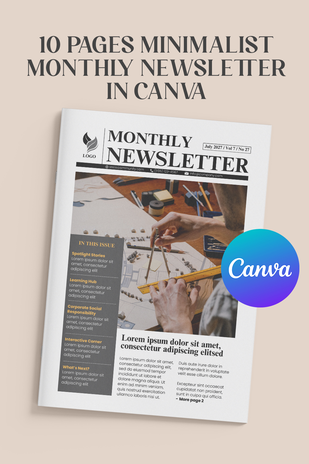 Minimalist Monthly Newsletter in Canva