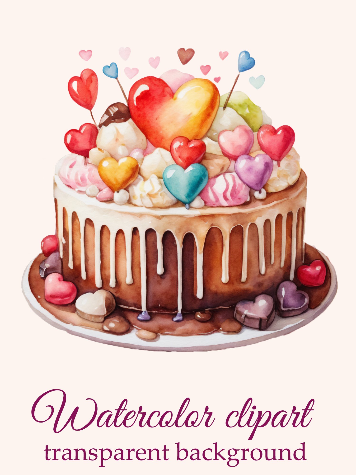 Watercolor Clipart Birthday Celebrations | Cake Illustration