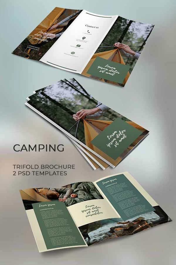 Camping Trifold Brochure - Two PSD Templates