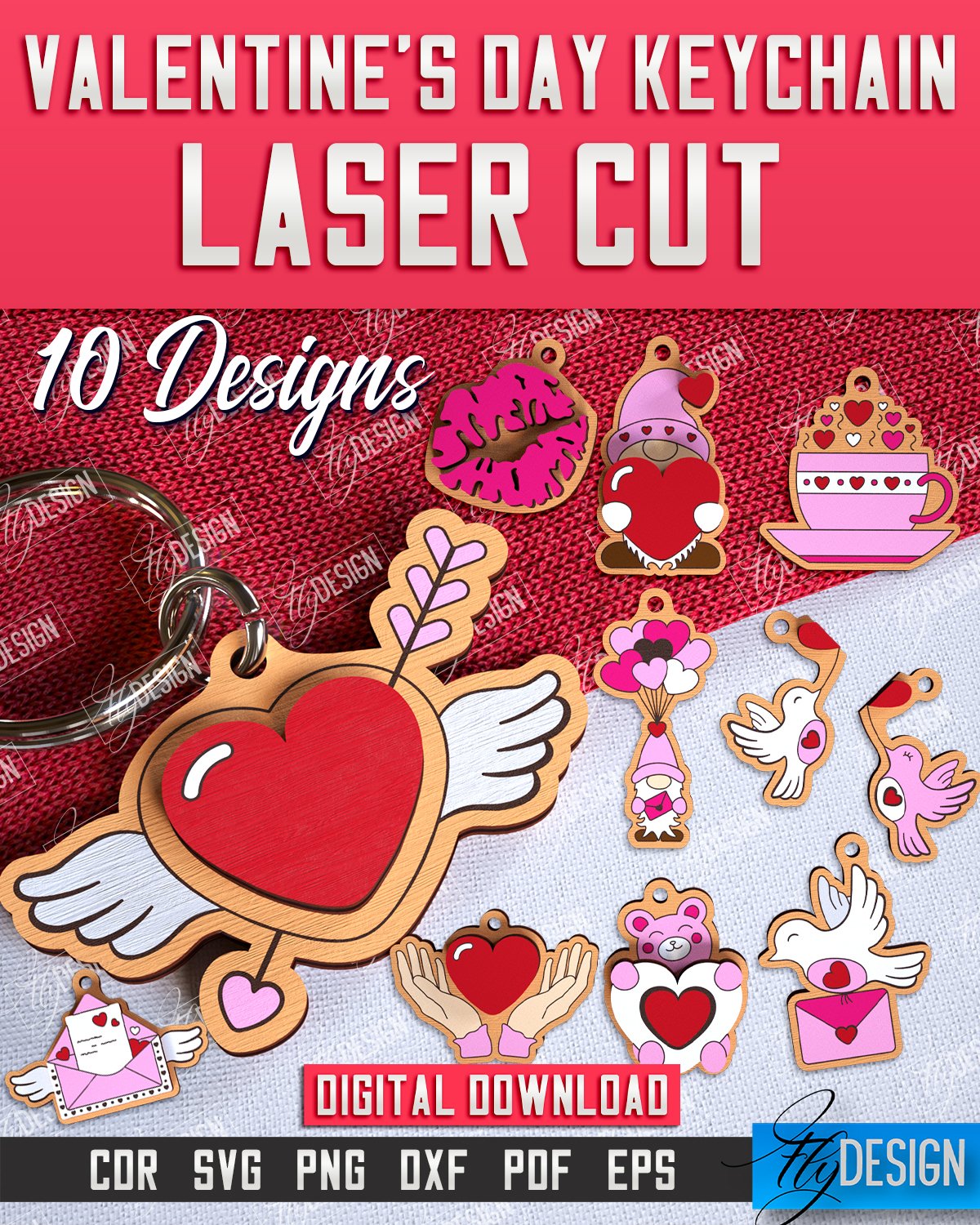 Valentine's Day Keychains Laser Cut Bundle |Couples Keychain