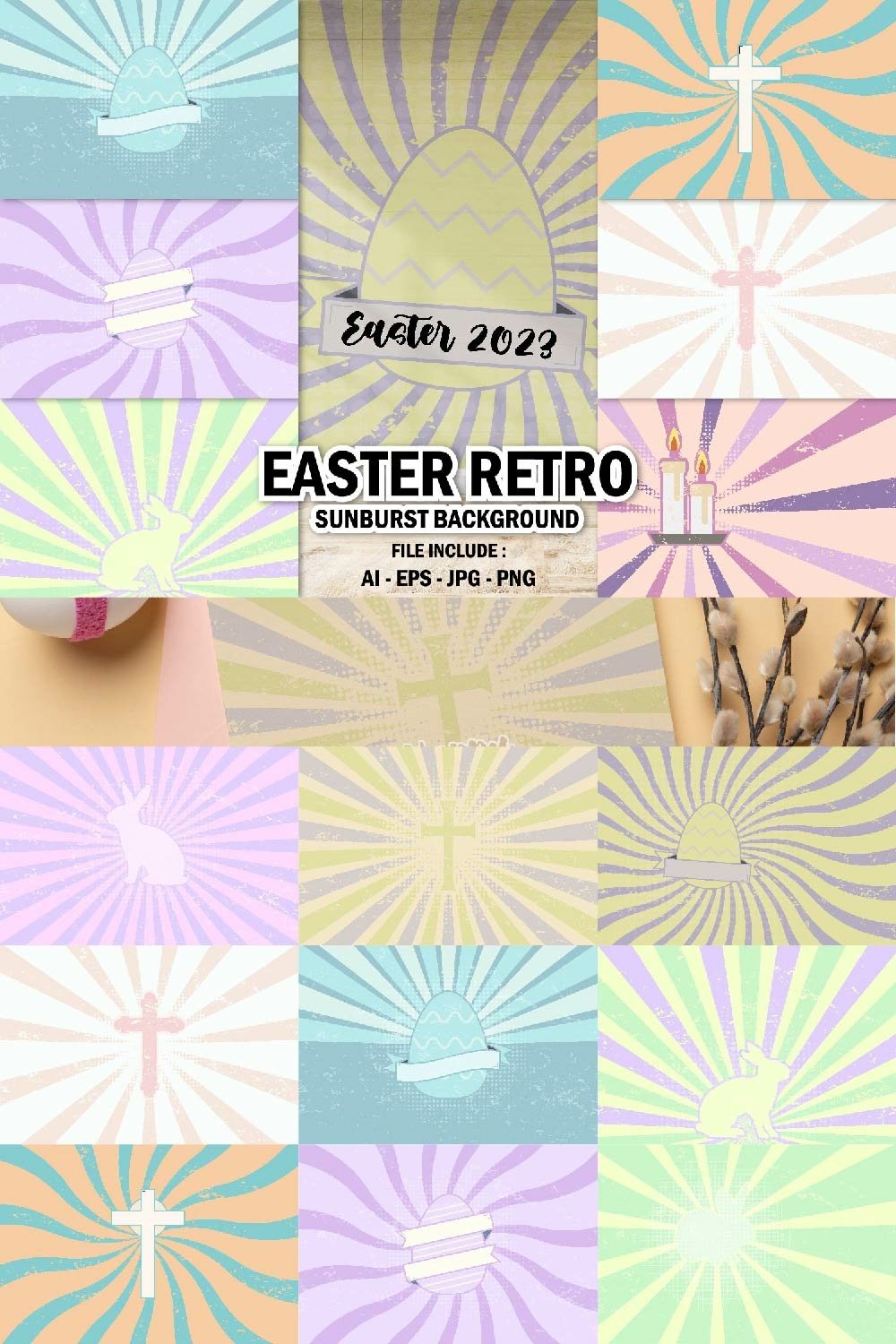 Easter Retro Sunburst Background