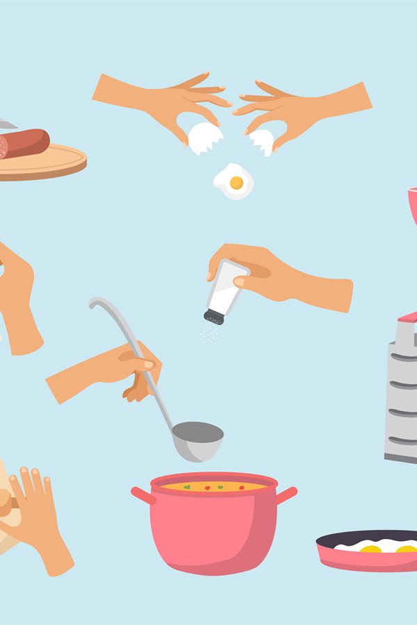 Preparing food. Cooking processes hands with kitchen utensil