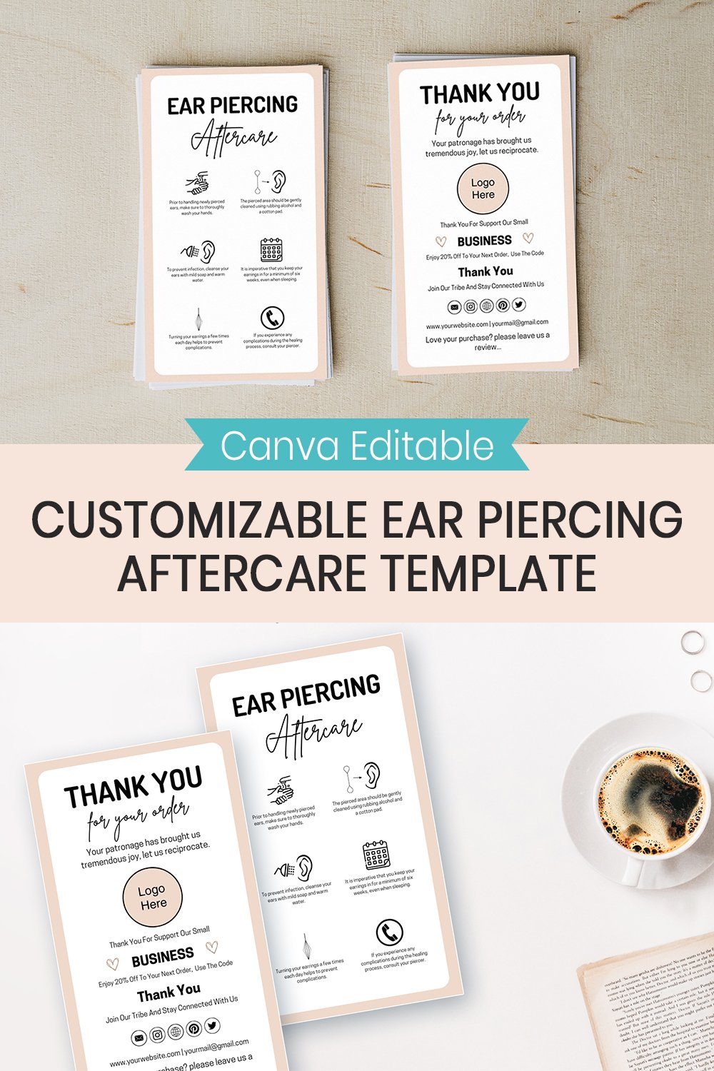 Customizable Ear Piercing Aftercare Canva Card