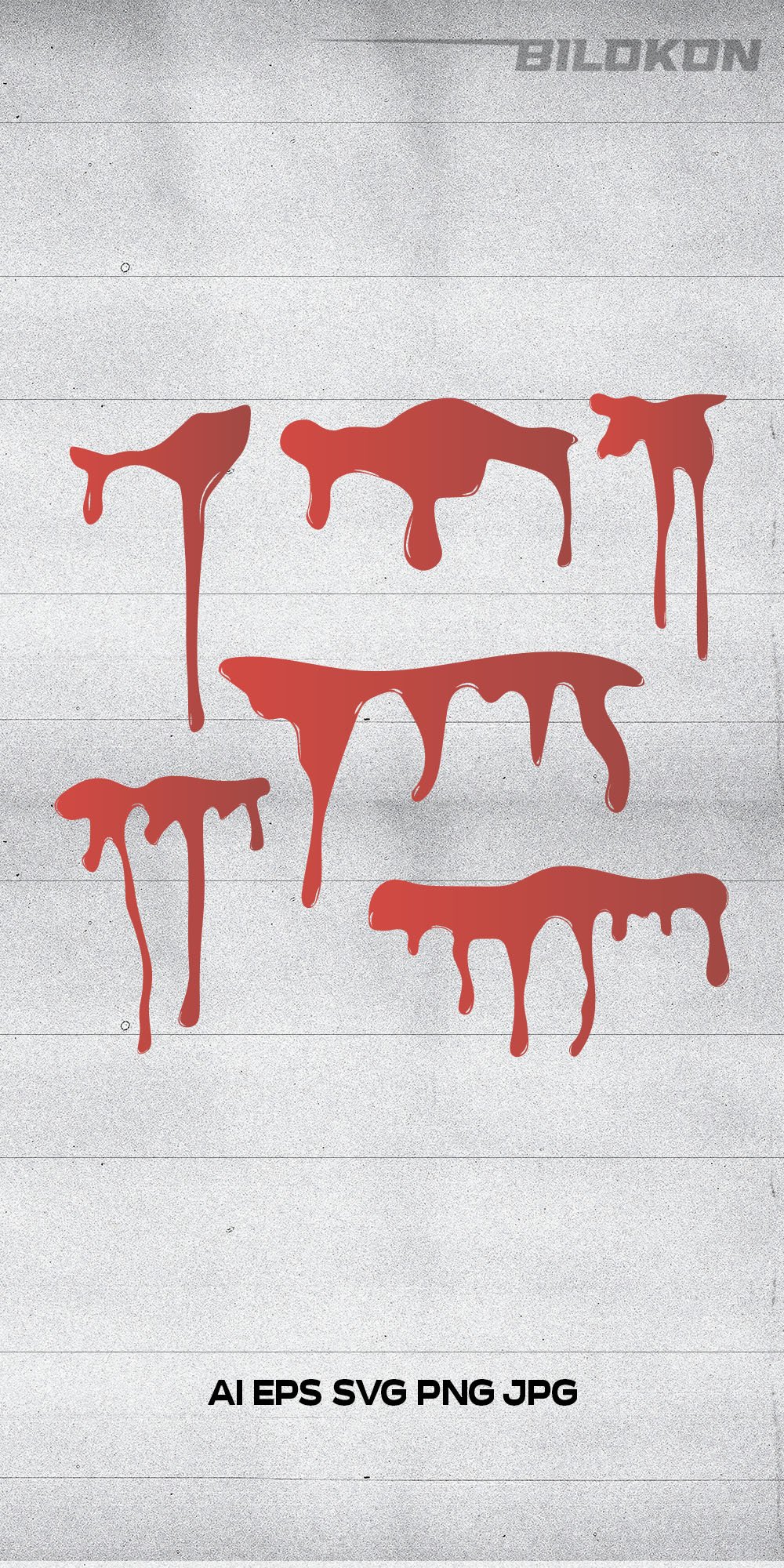 Set of dripping red blood isolated on a white background,SVG