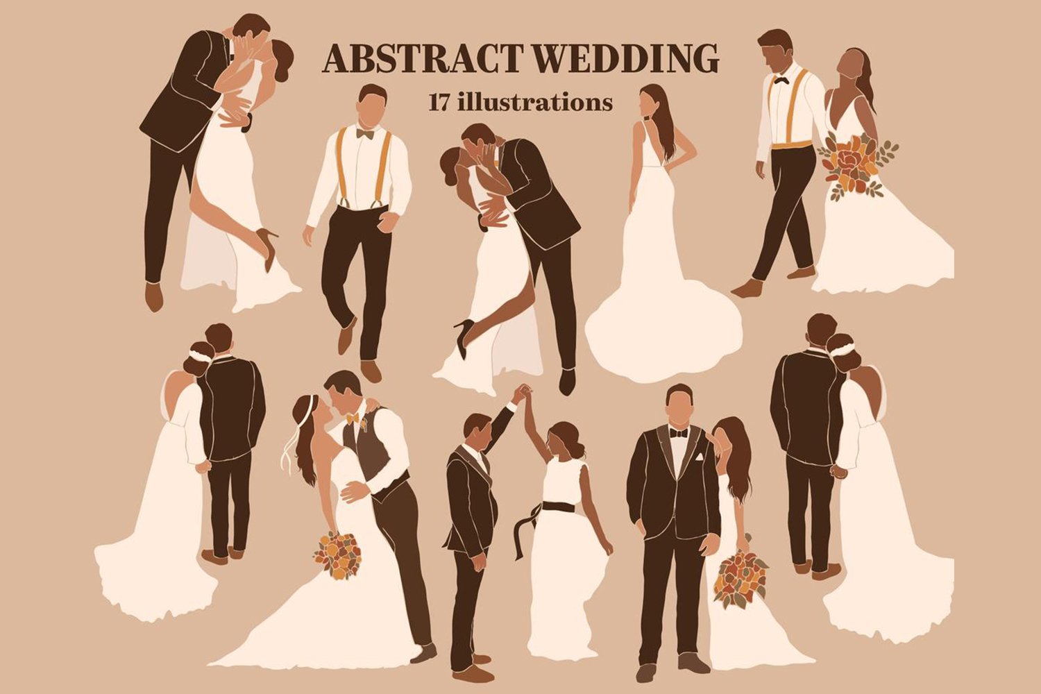 Abstract wedding people bride and groom.