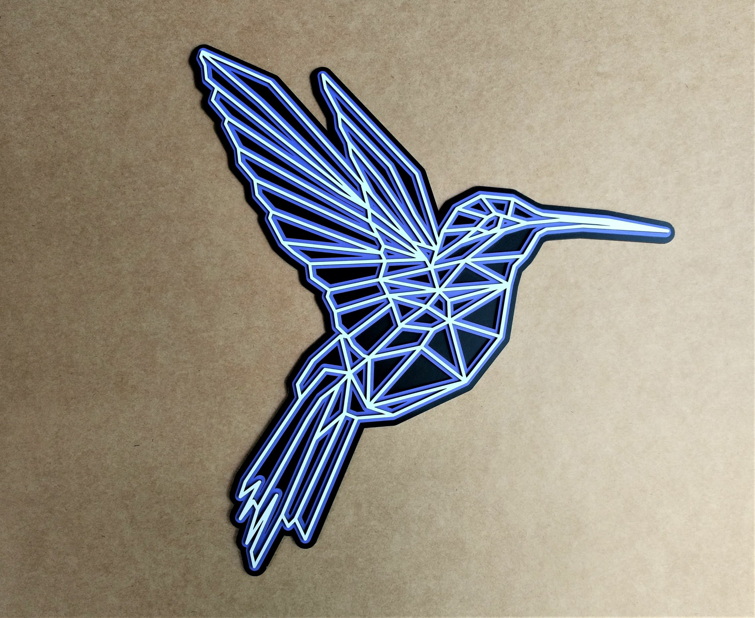 Multilayer bird hummingbird Digital file for Lasercut
