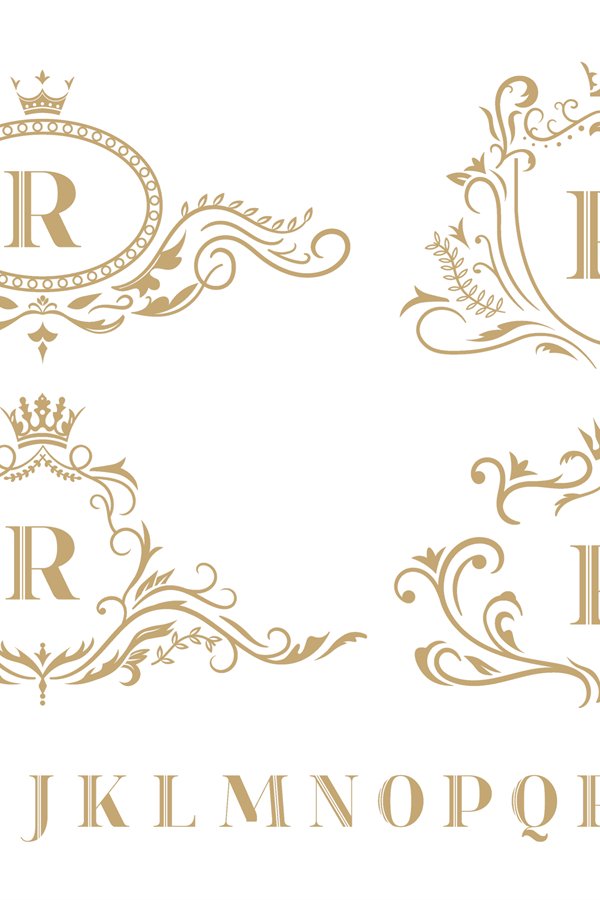 Luxury monogram. Vintage ornamental decorative monograms, re