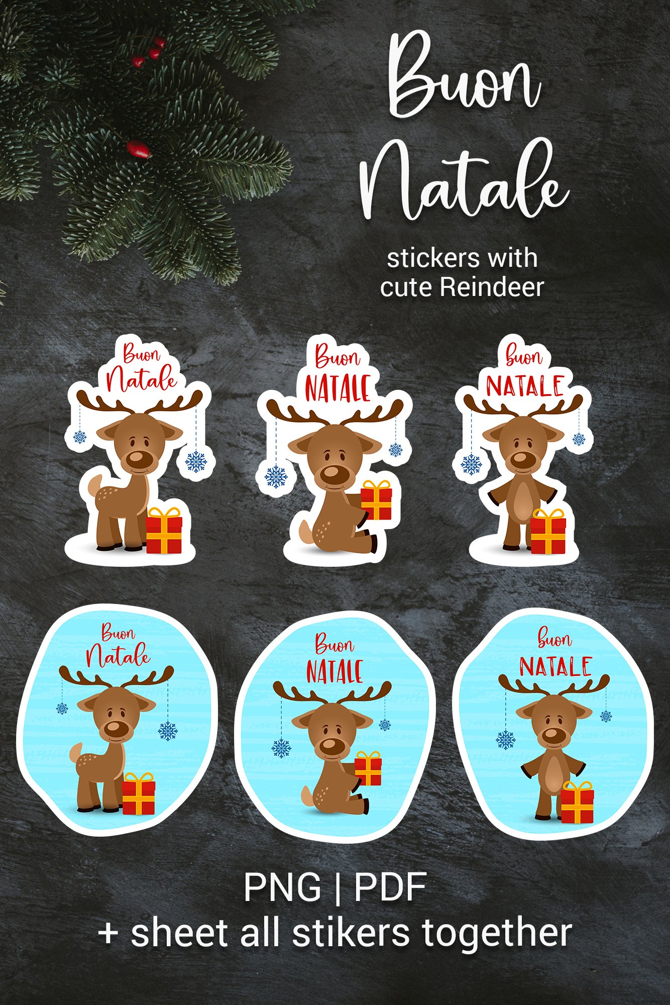 Merry Christmas in Italian language | Buon Natale Stickers
