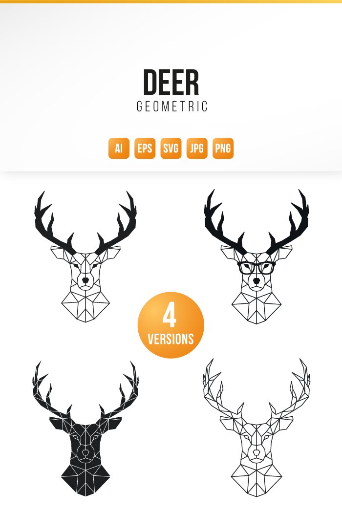 Geometric Deer bundle. Set of 4 Deer designs. (919243)