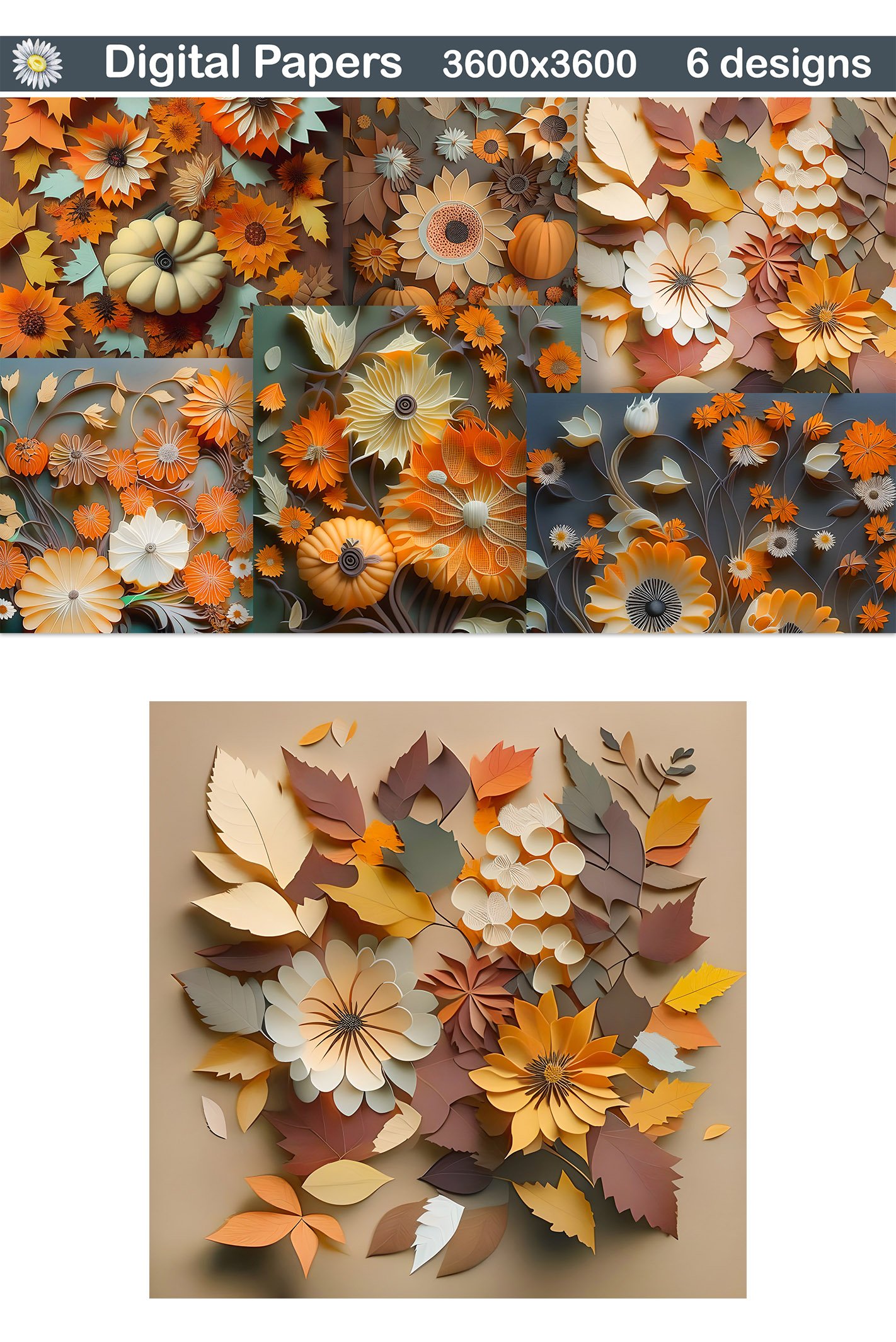 Fall Pumpkin 3D Background | 3D Fall Digital Paper