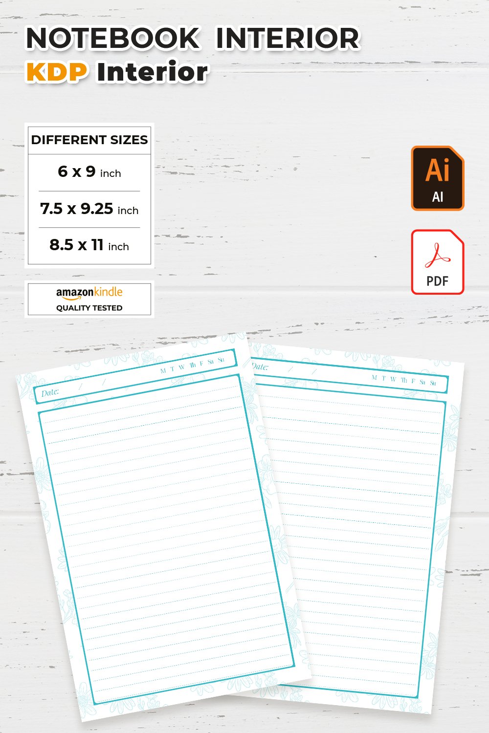Flowers Lined Notebook Interior