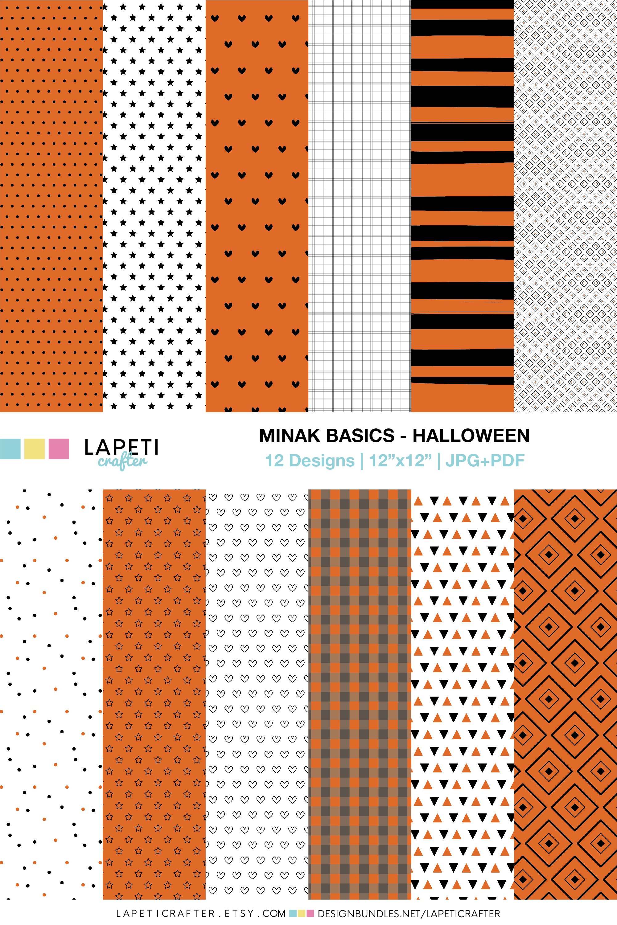 Minak Black and Orange Digital Paper for Scrapbooking