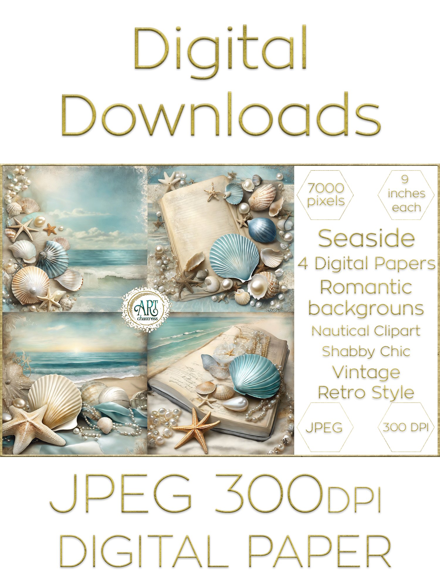 Seaside Watercolor Nautical Romantic Digital (3971940)