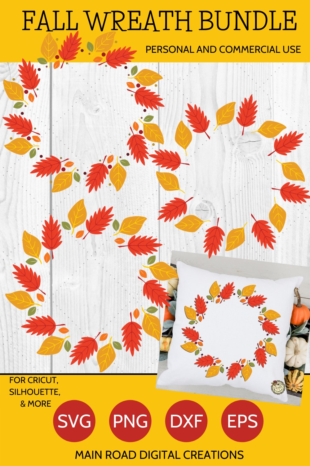 Three Fall Leaf Wreath SVG Bundle-Fall Wreath-Autumn Leaves