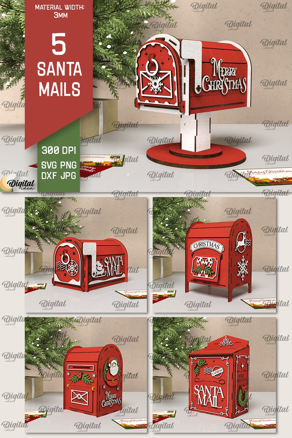 Santa Mails Laser Cut Bundle. Letters to Santa MailBox SVG