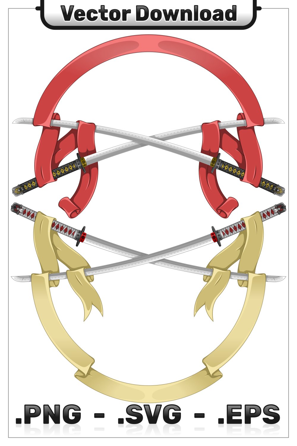 Japanese Sword Surrounded By Ribbon
