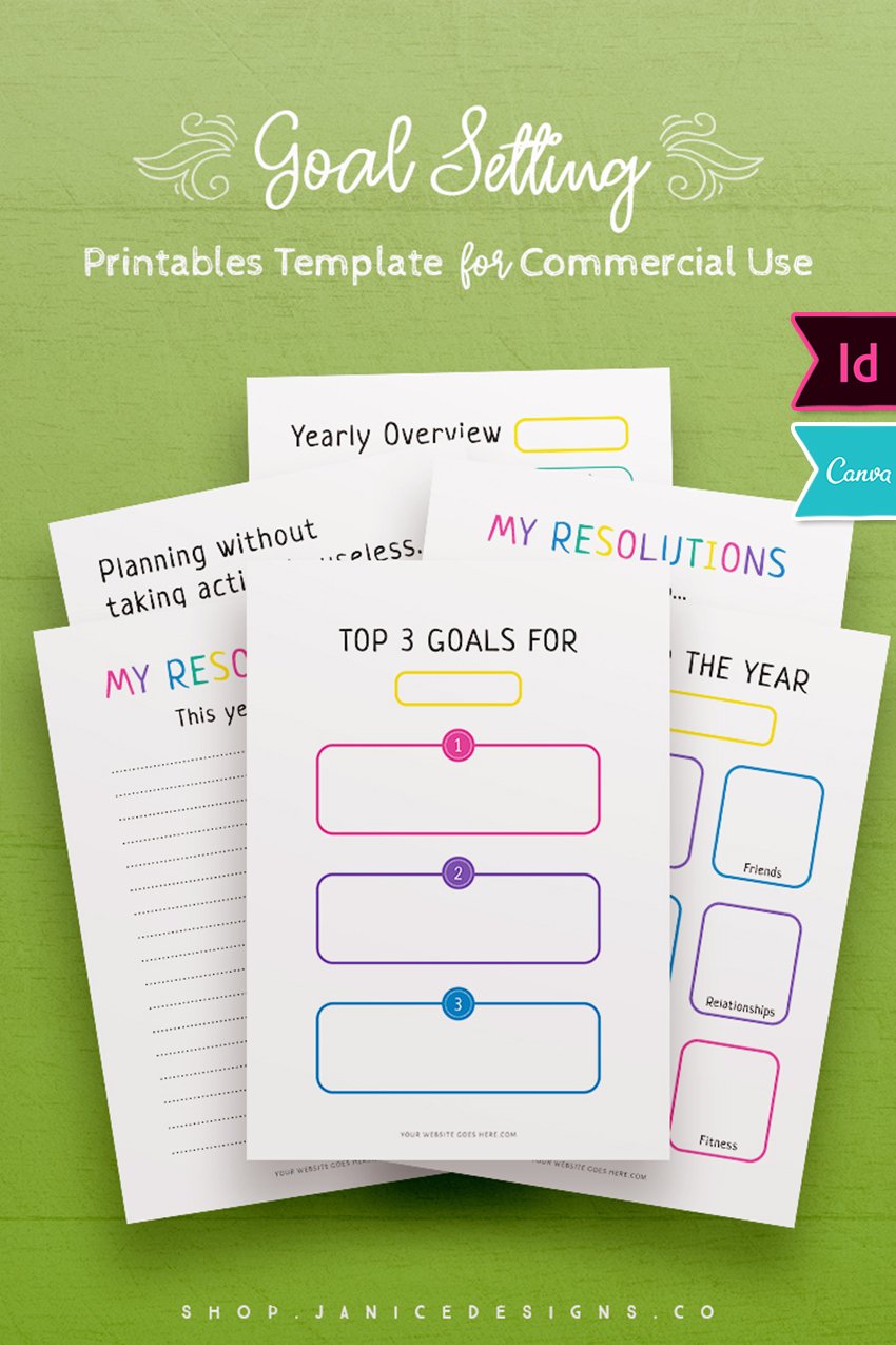 Goal Setting Printables Templates for Commercial Use