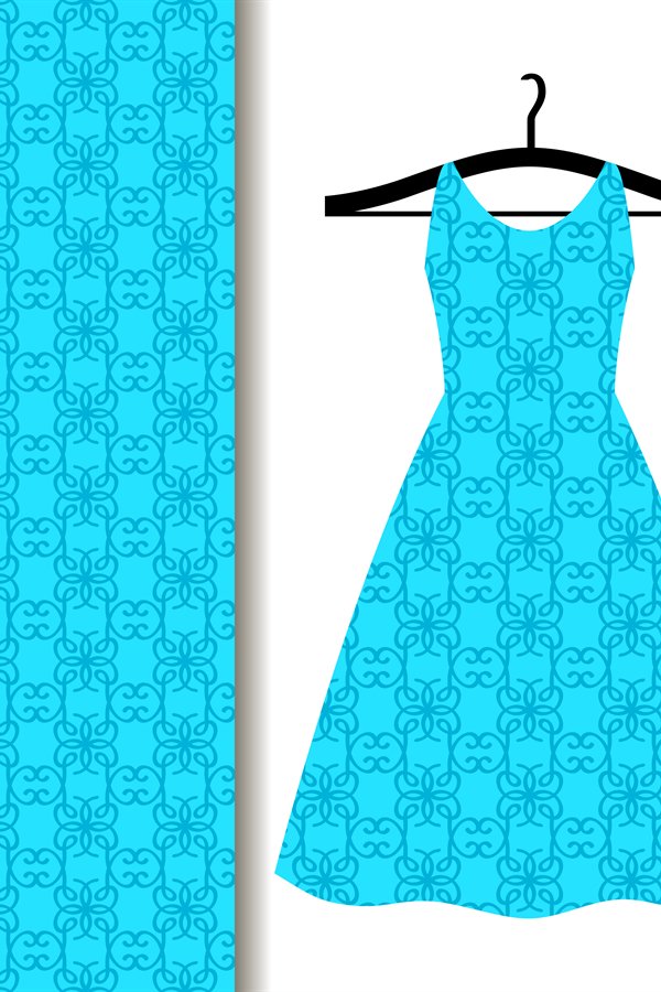 Dress fabric pattern with blue pattern