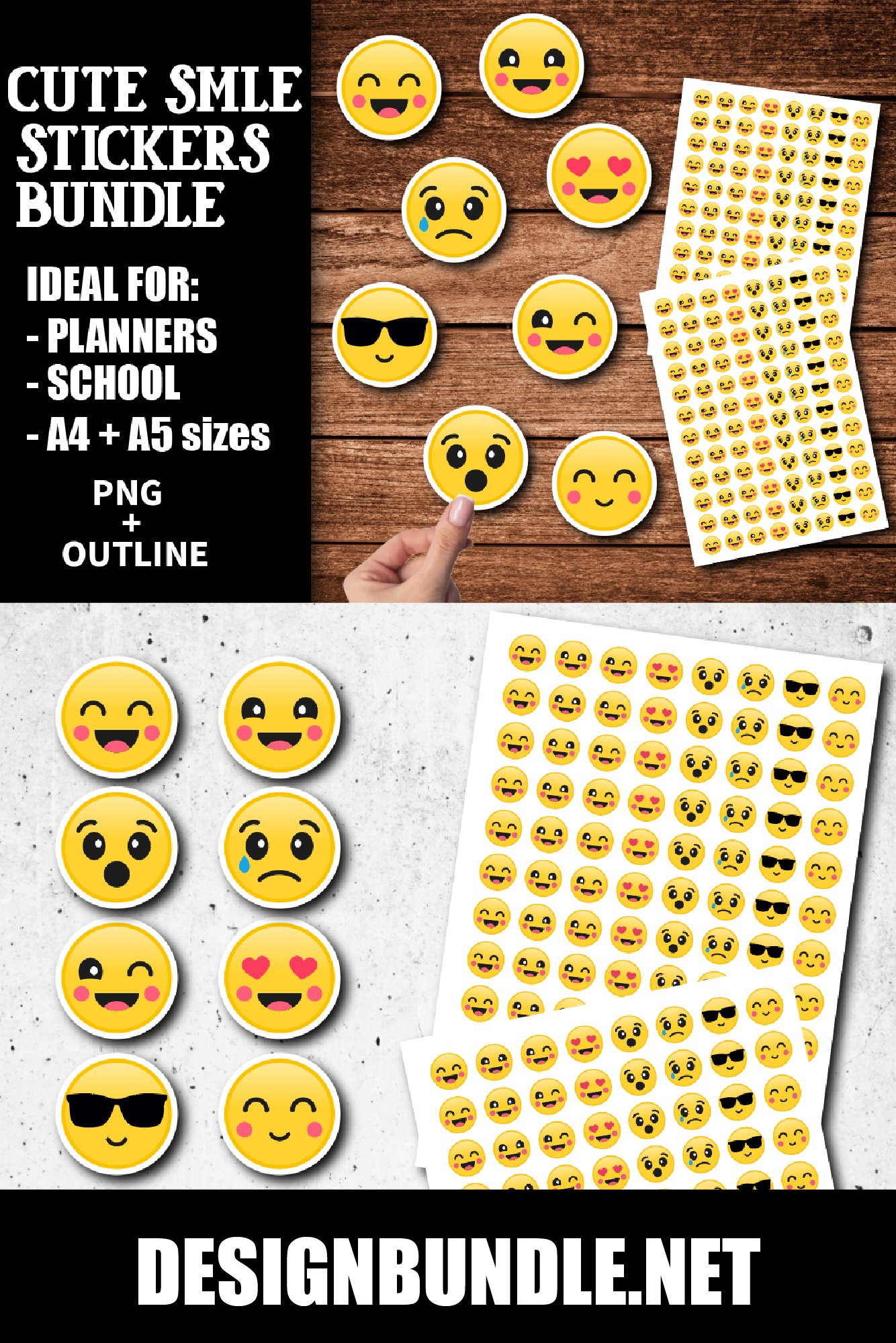 Smiles Stickers Pack, school stickers, cute faces PNG