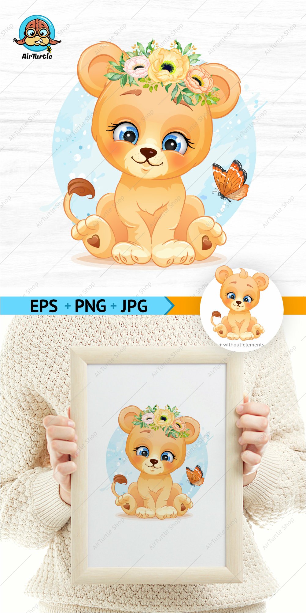 Cute Lion Cartoon Clipart | Safari Animals Clipart PNG