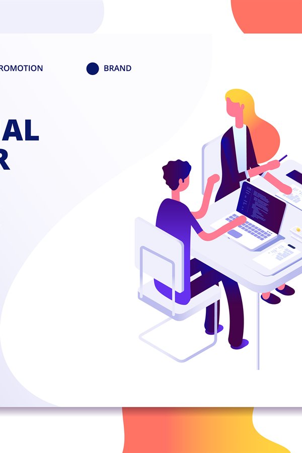 Financial advisor isometric concept. Business data analysis