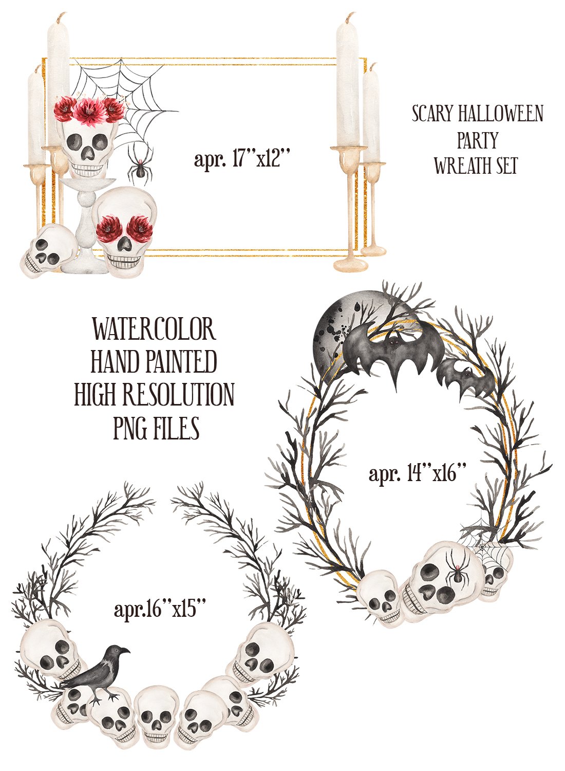Watercolor Halloween Party Frame set