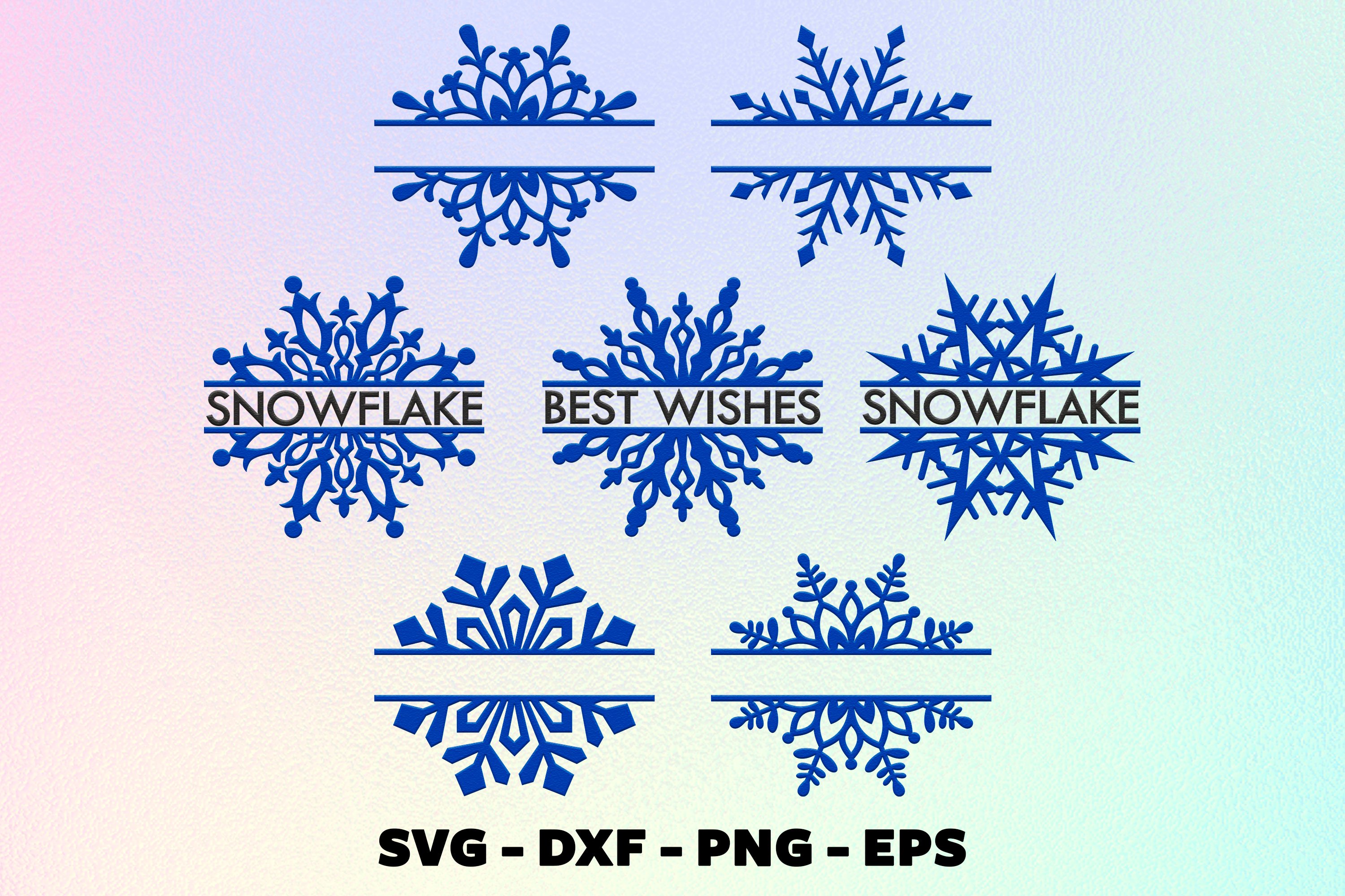 Snowflake Split Monogram Svg Christmas Ornaments