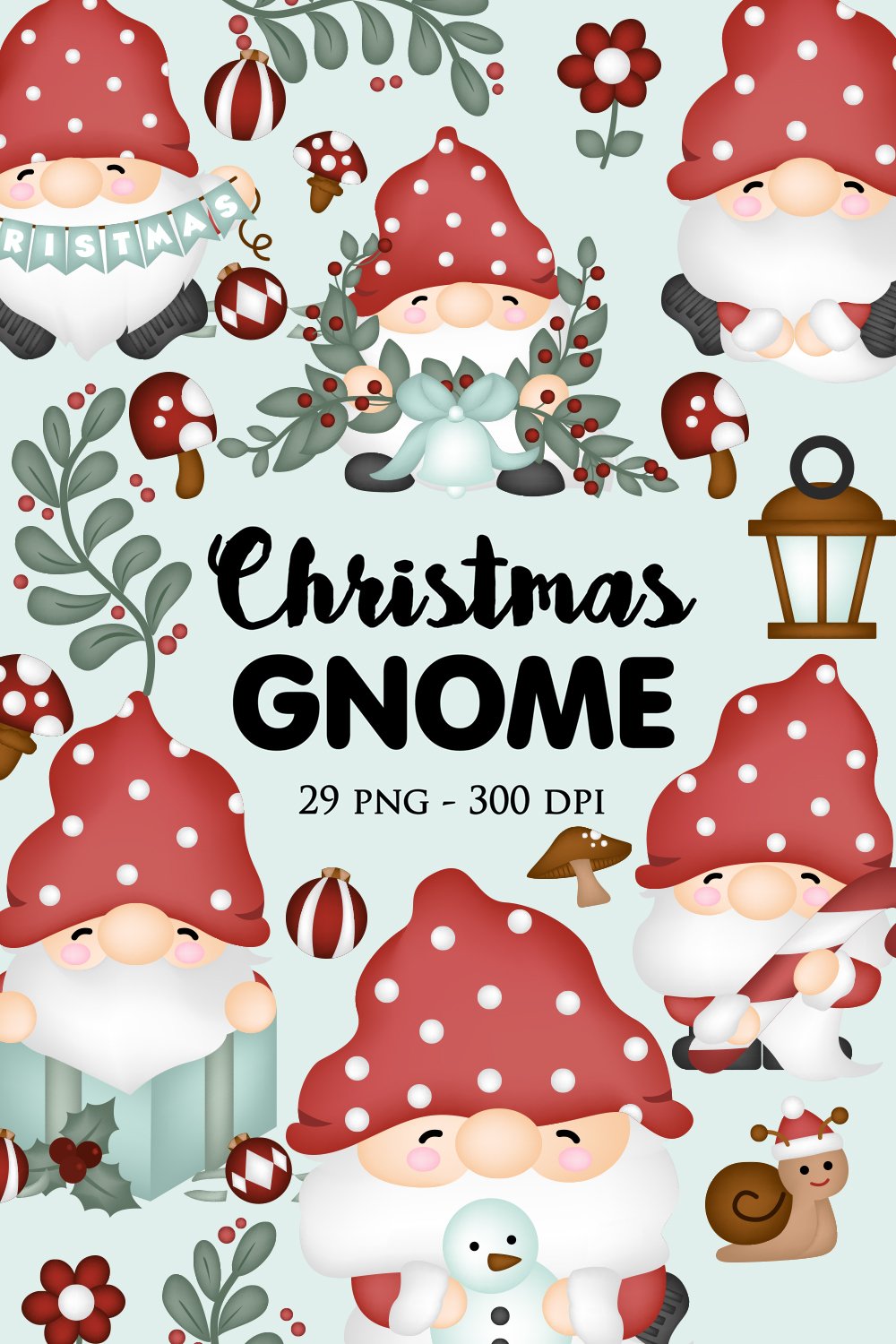 Christmas Gnome Winter Holiday Vector Clipart