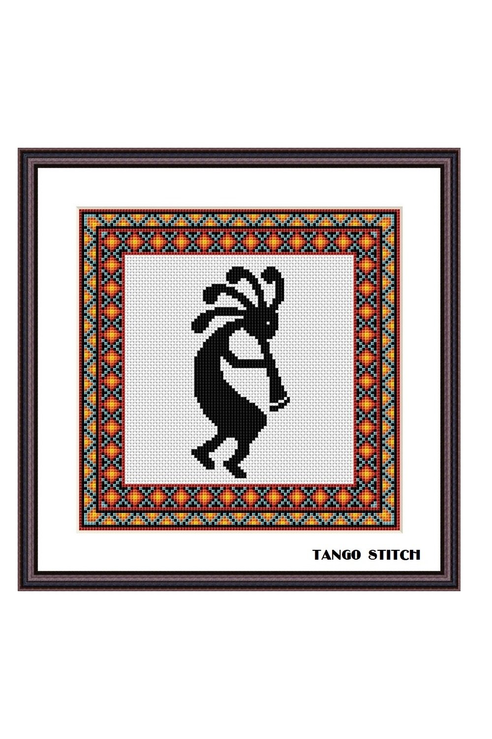 Kokopelli cross stitch ornaments hand embroidery pattern