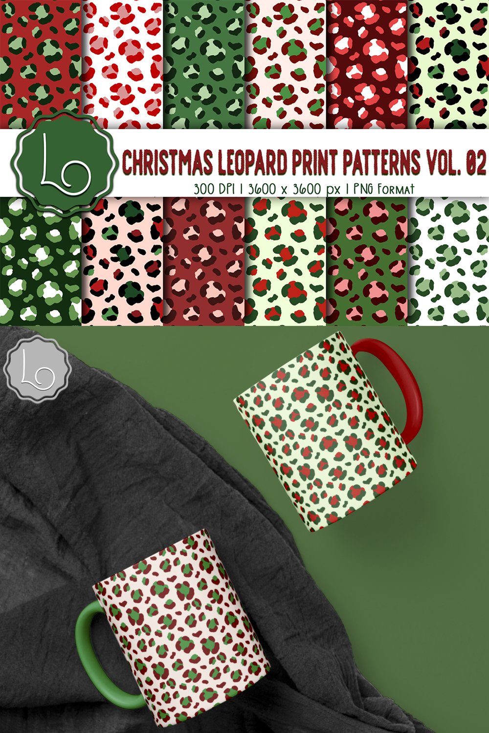 Christmas Leopard Print Patterns Vol 02
