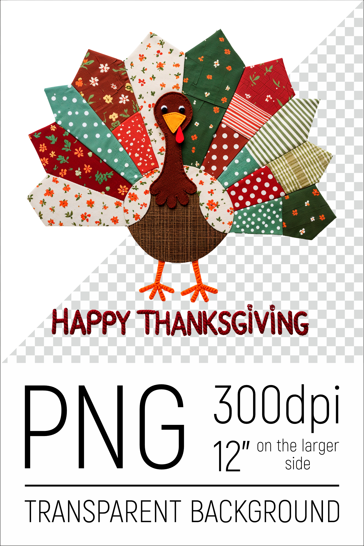 Thanksgiving Turkey Patchwork Clipart