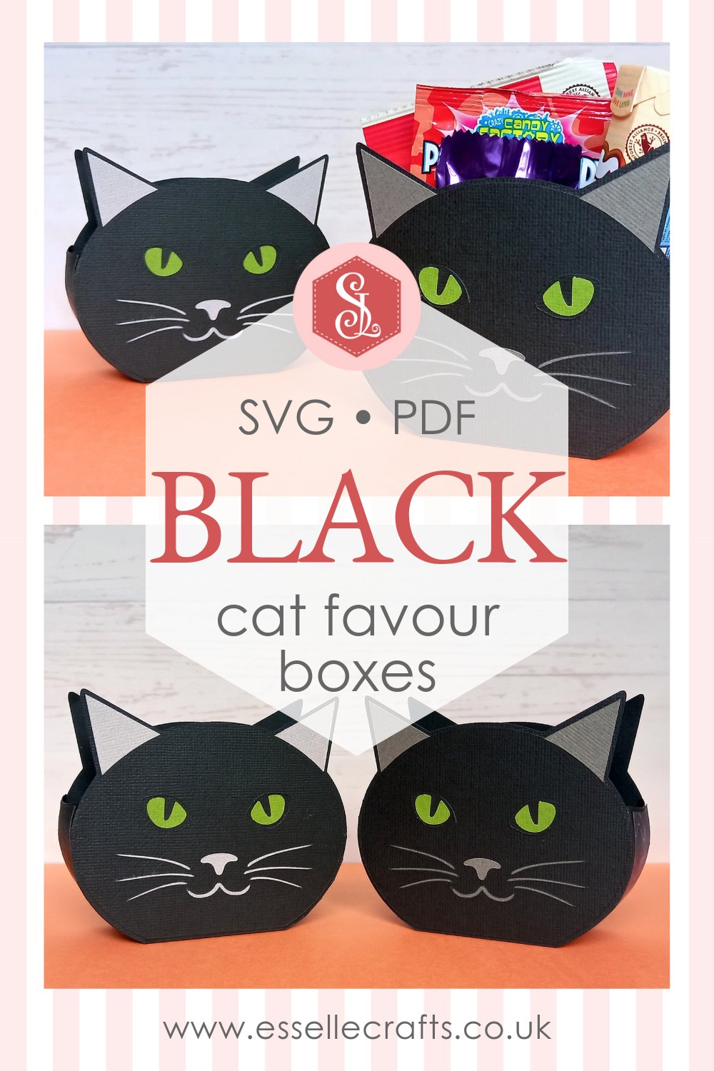 Black Cat Favour Box SVG and PDF Templates