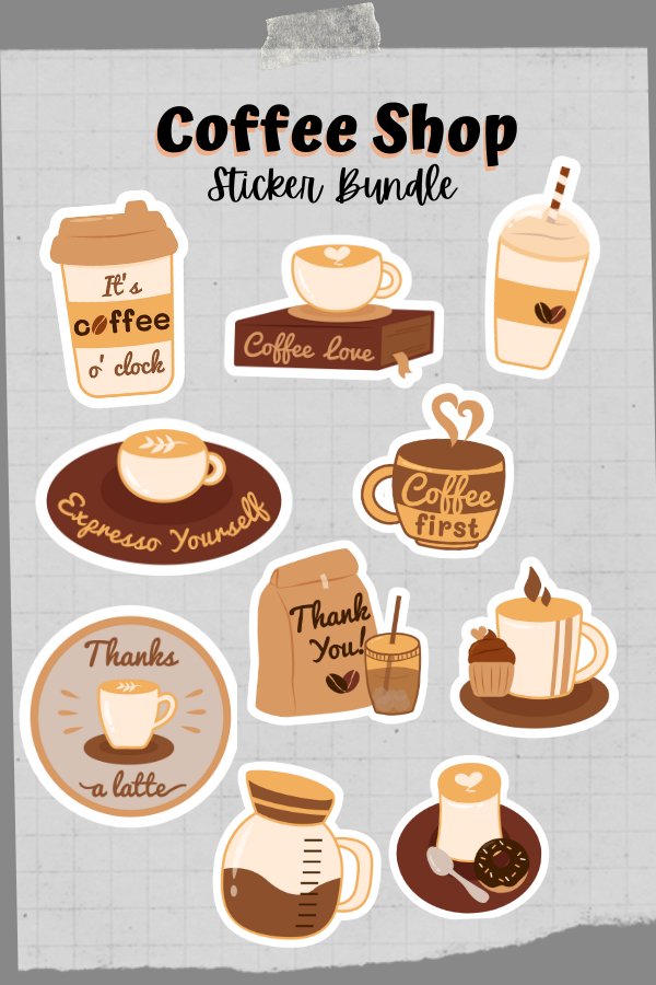 Coffee Shop Sticker Bundle | Coffee Stickers