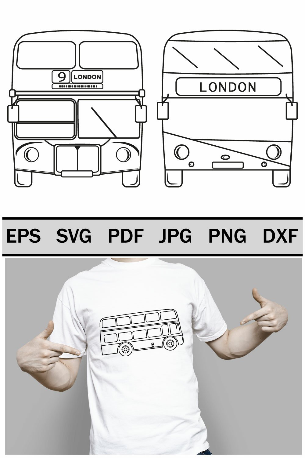 SVG London tourist bus, monogram, file for (2634378)