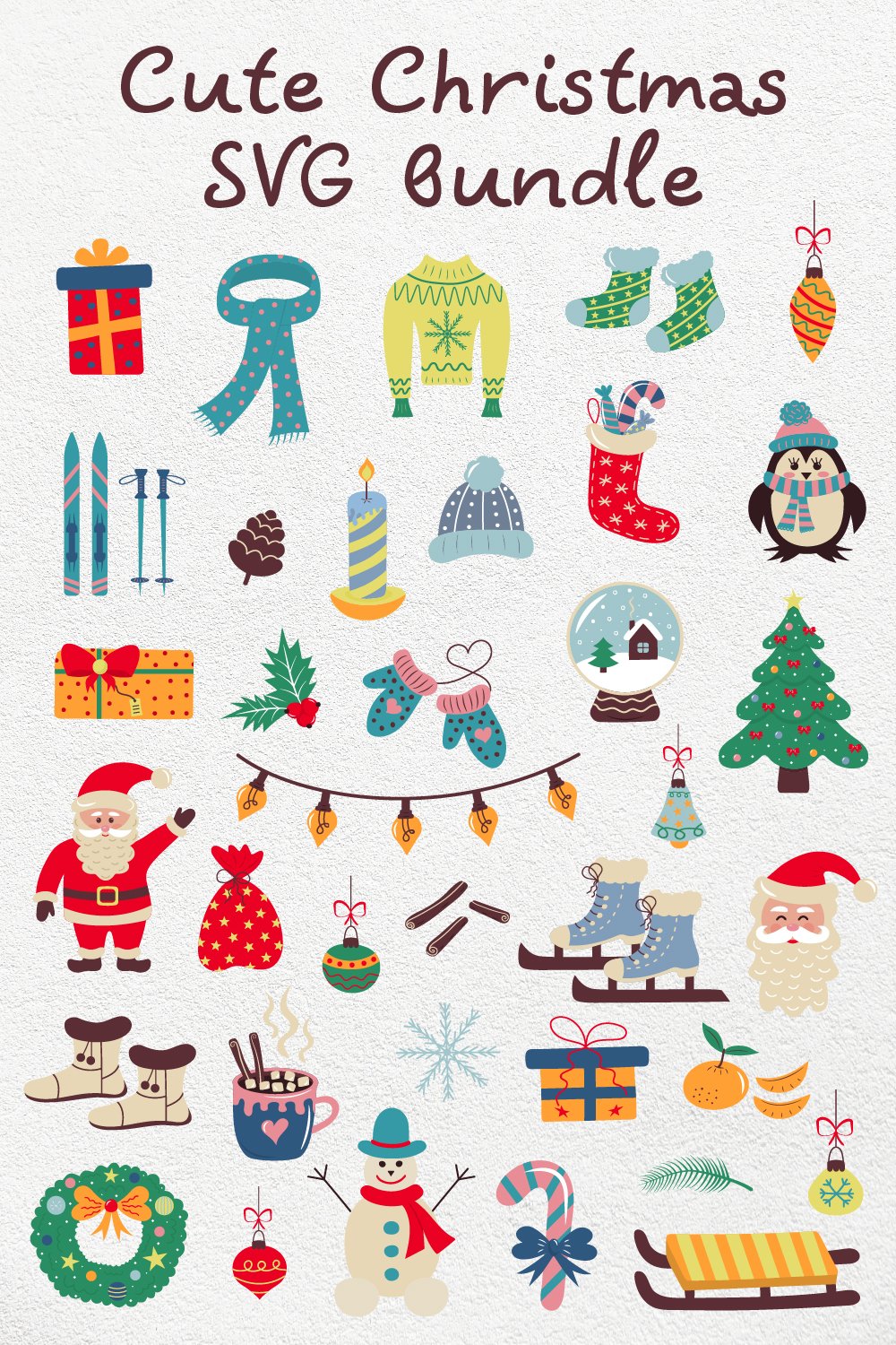 Cute Christmas clipart PNG, SVG, EPS. Winter doodle clipart