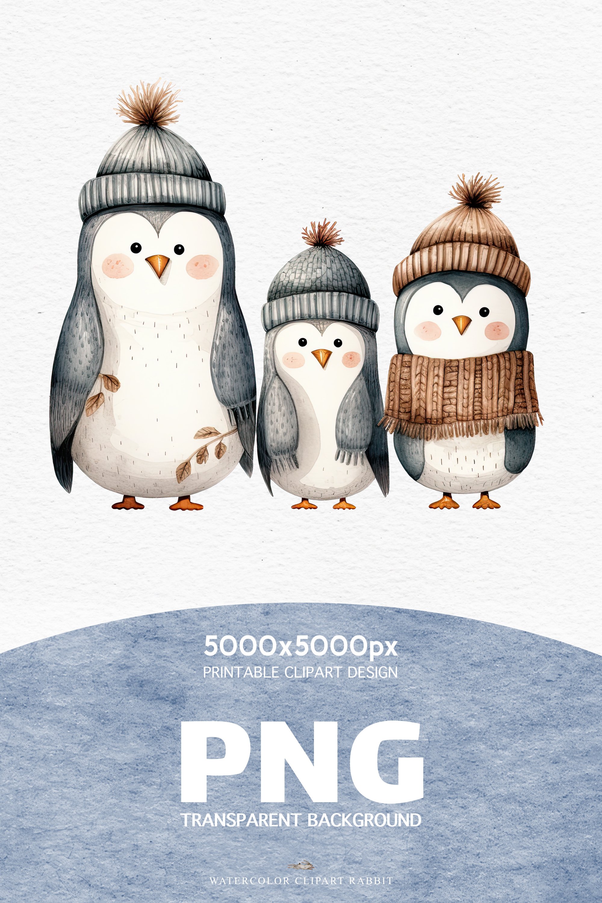 Cute Winter Baby Penguin Crochet Christmas Animals Clipart