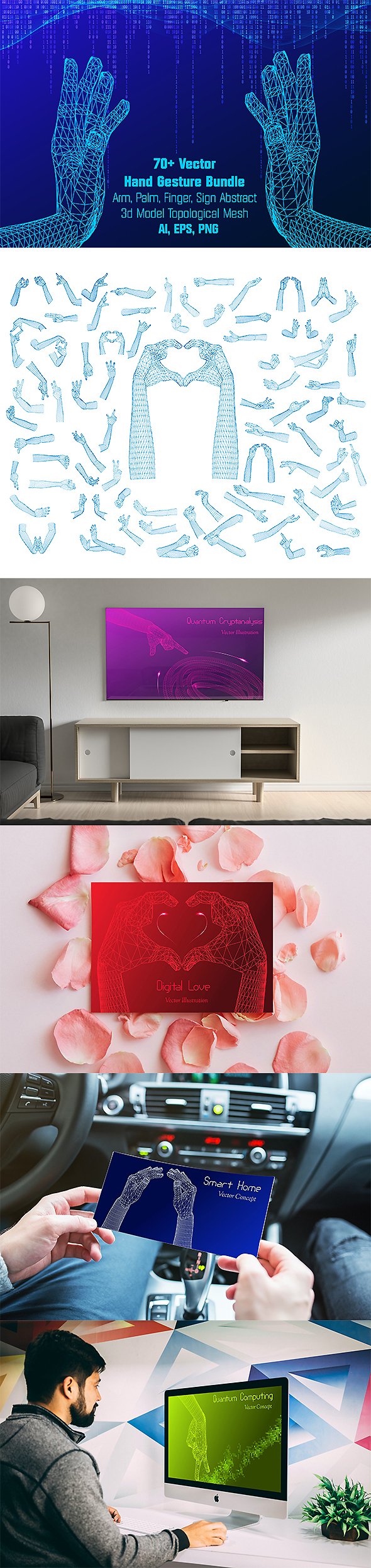 70 Vector Hand Gesture Bundle