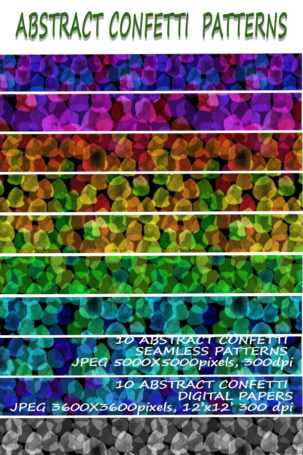 10 Abstract Confetti Pattern and Digital Papers