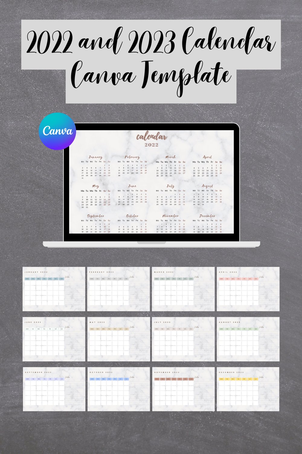 2022 & 2023 Calendar Canva Template (1922971)