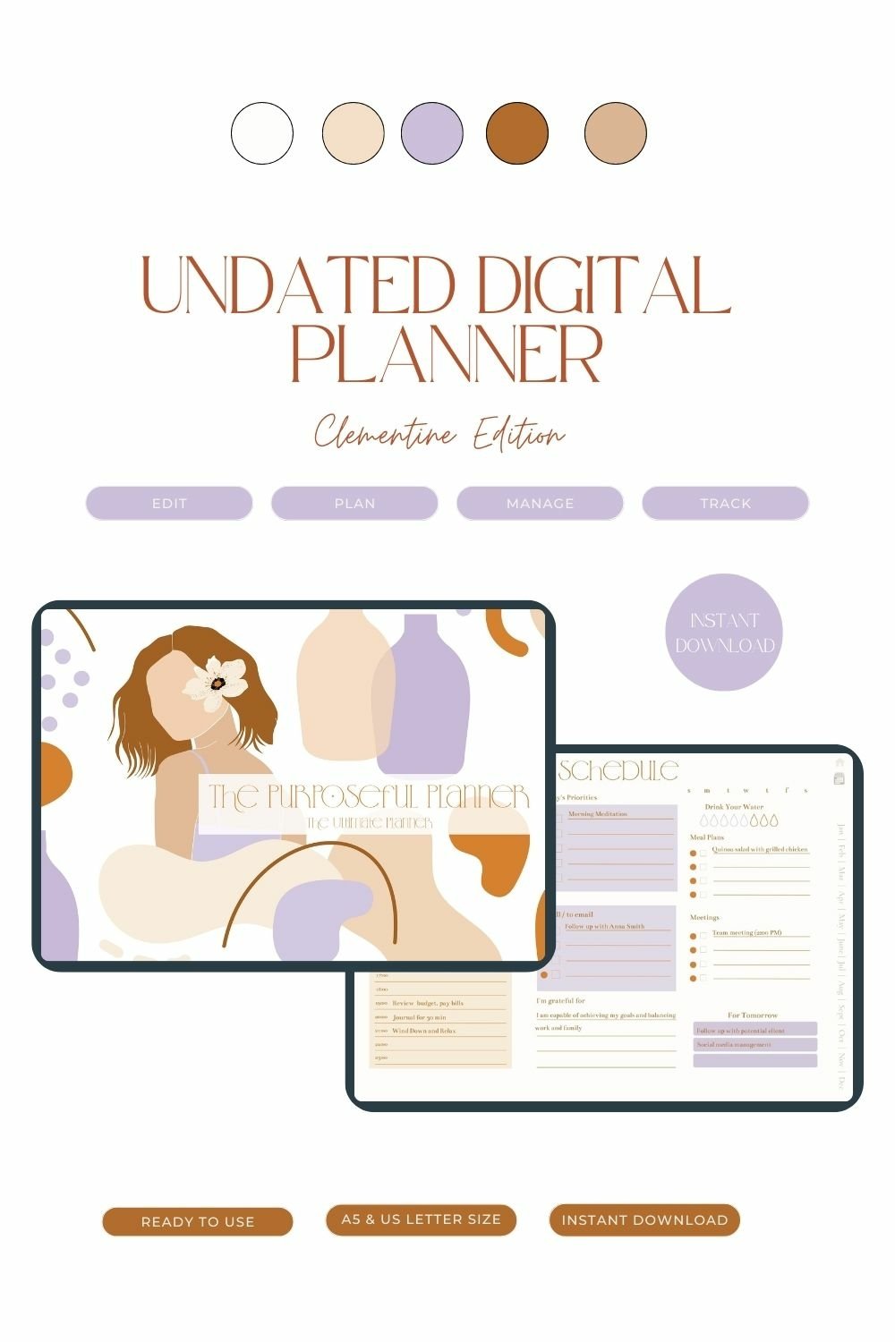 Undated Digital Planner | Calendar, Digital Planners