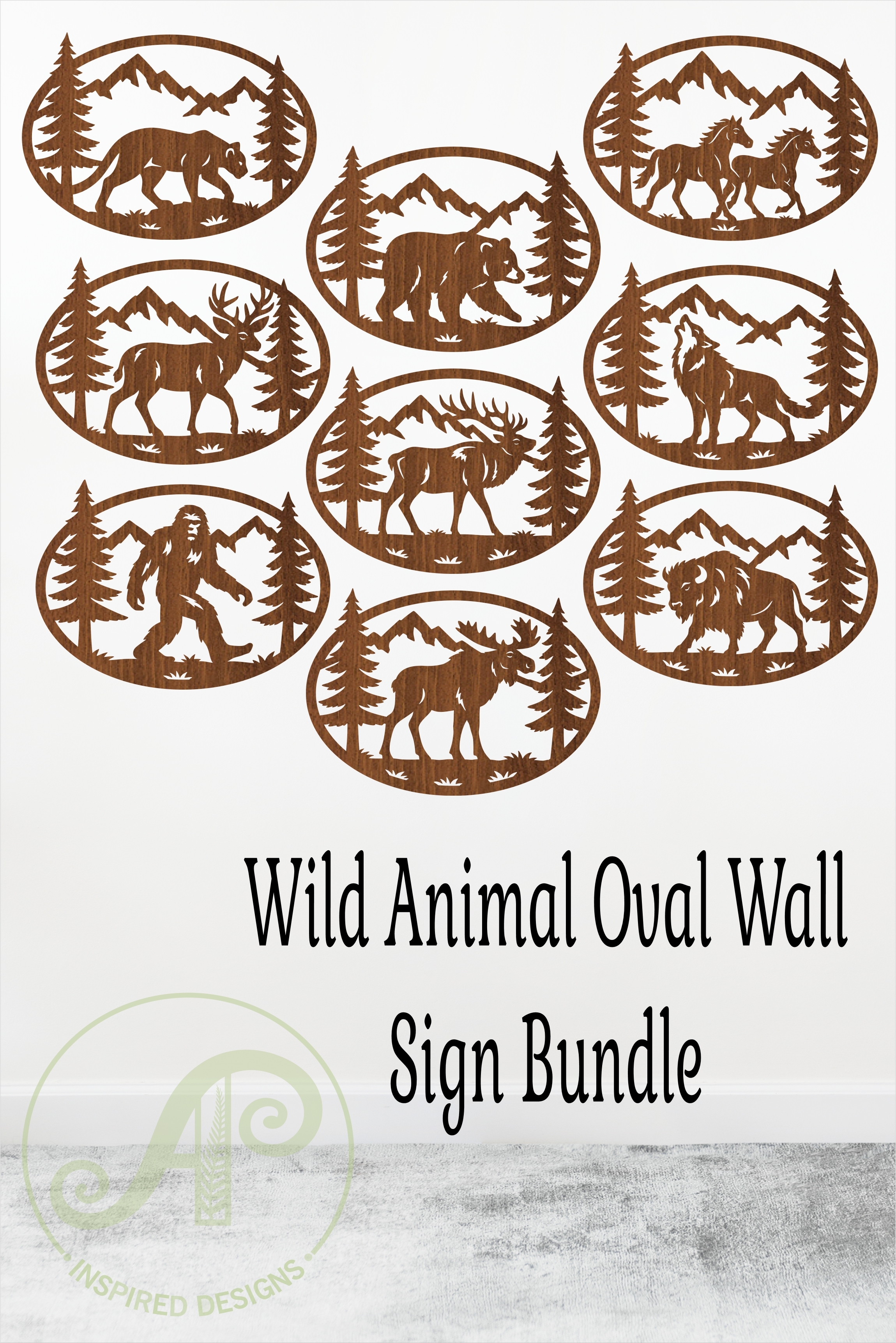 Wildlife Mountain SVG Bundle, 9 Animal Wall Art bundle