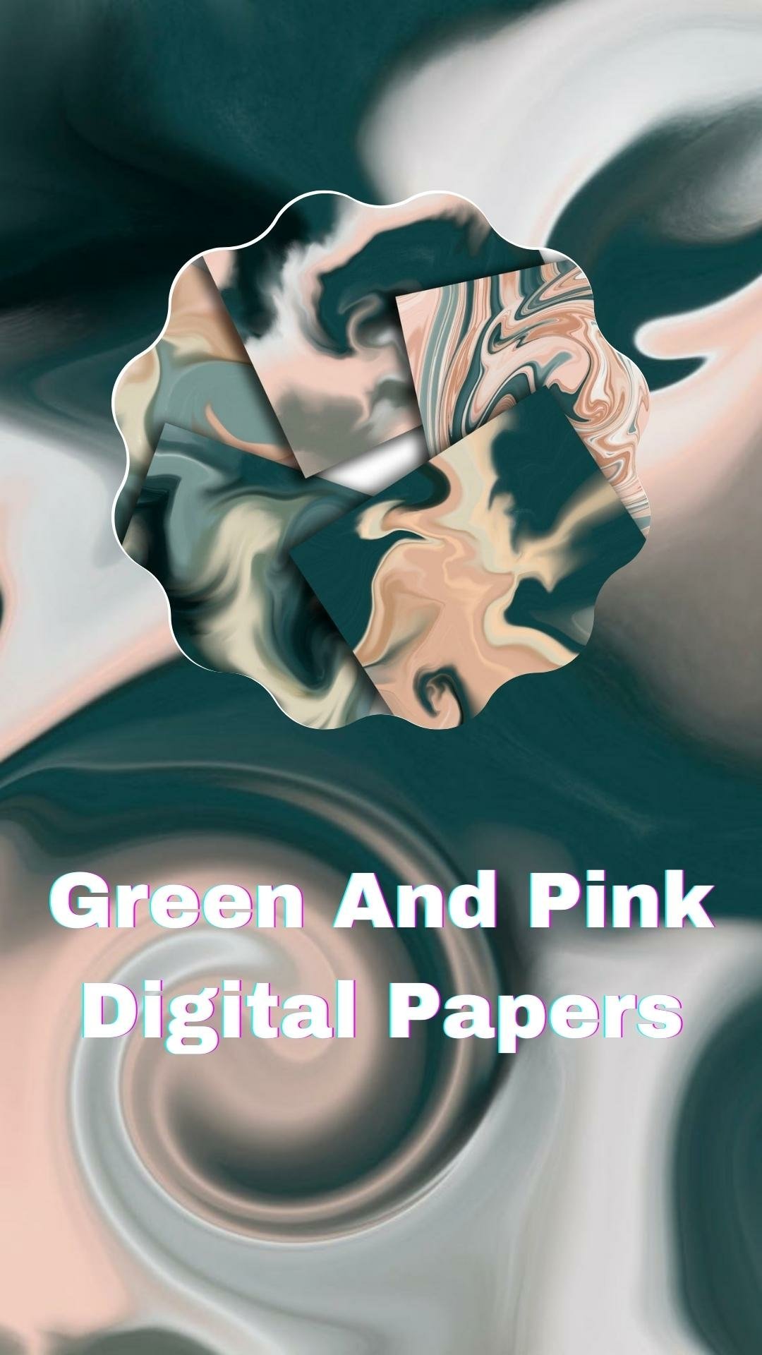 Green And Pink Digital Papers