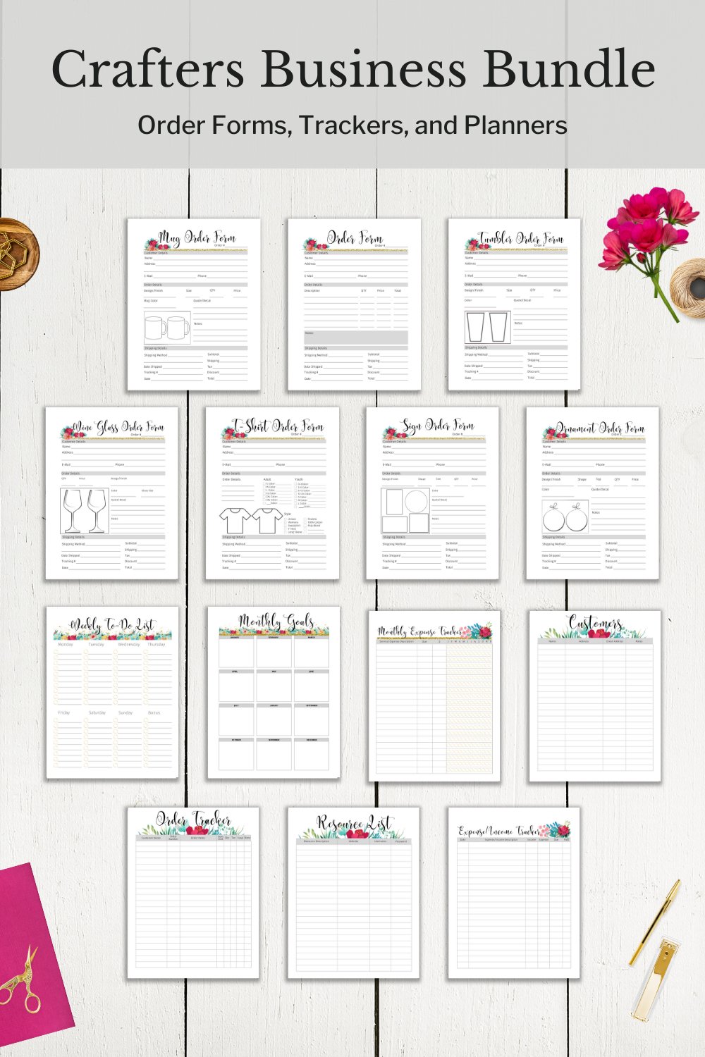Craft Business Bundle, Printable Planner, Order Forms