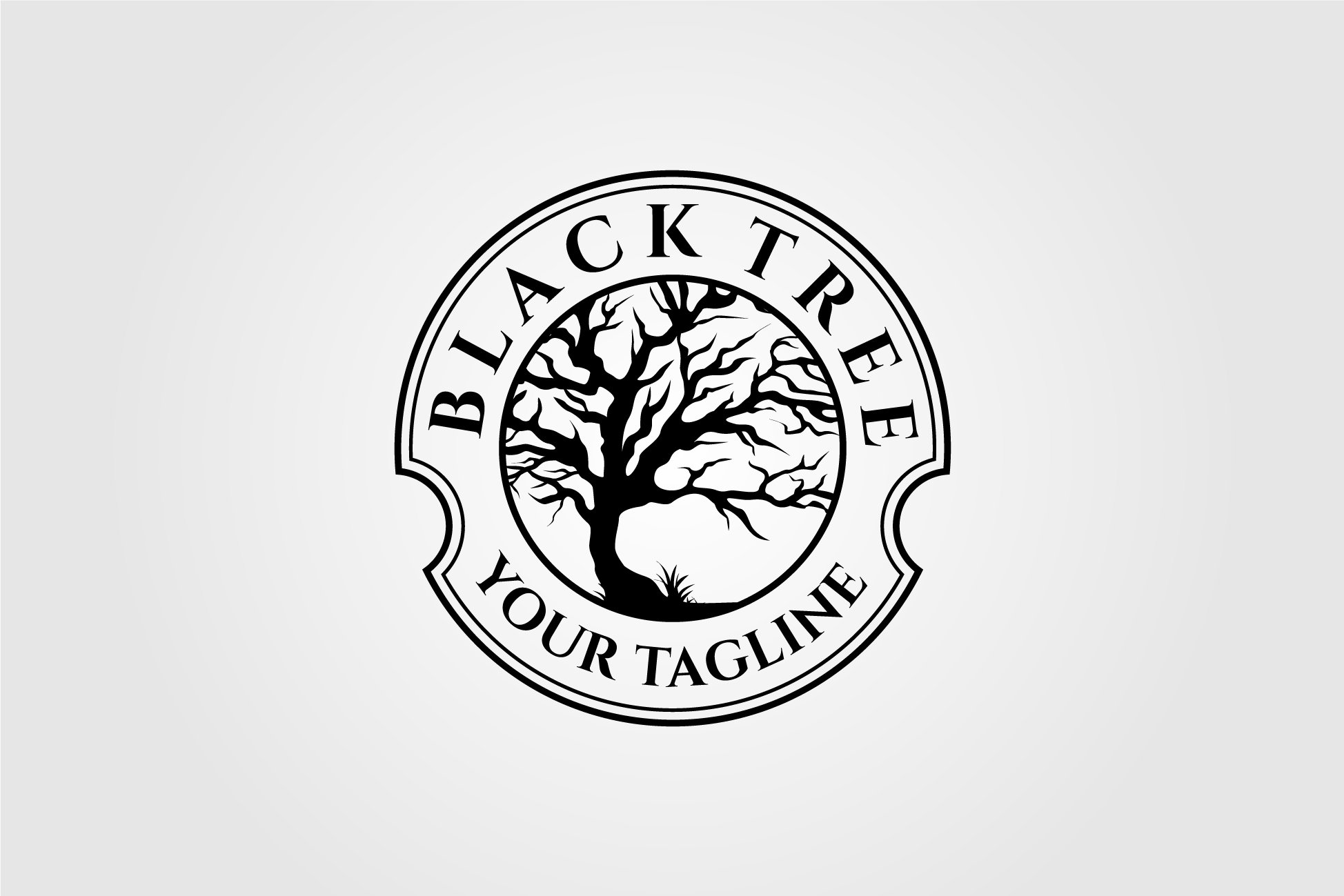 vintage dead tree circle logo vector illustration design