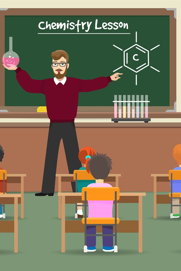 Chemistry lesson classroom illustration