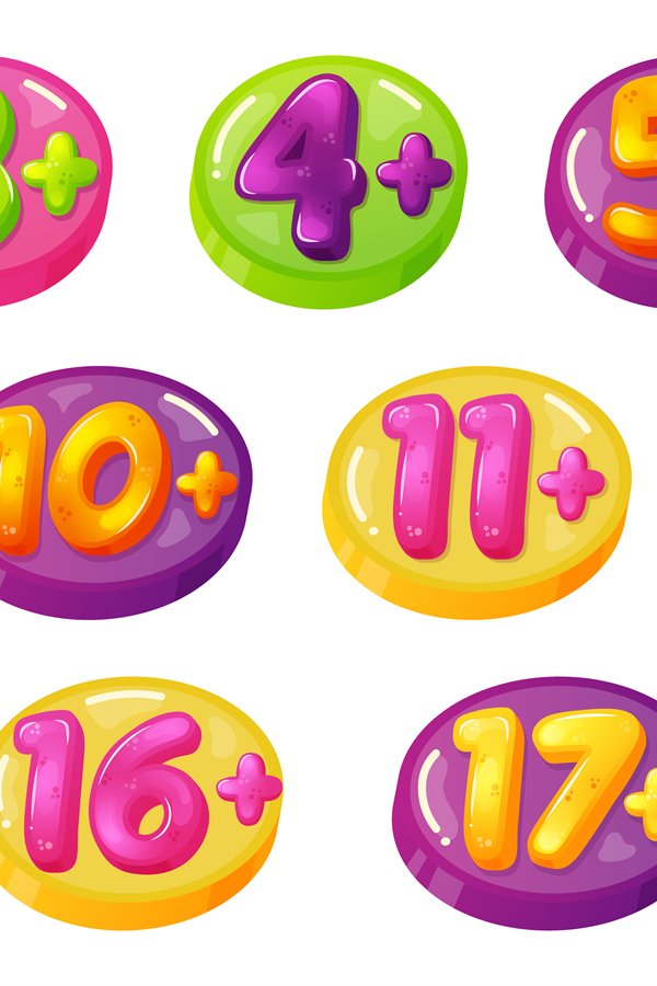 Kids age restrictions. Childrens age limit signs, figures