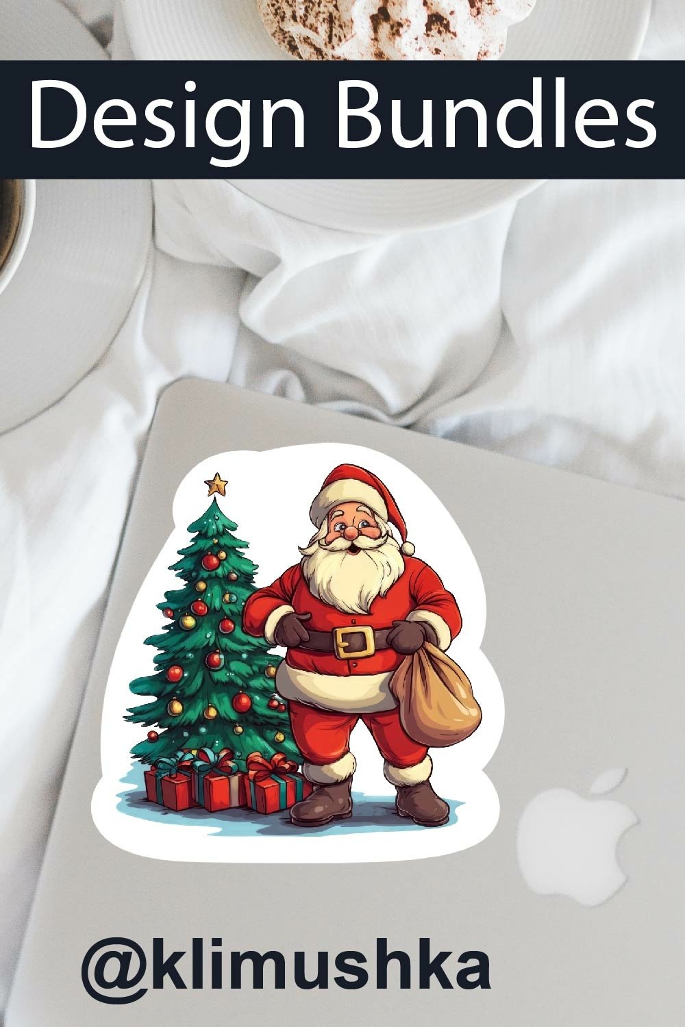 Santa with Christmas Tree Sticker Sheet | Christmas Sticker