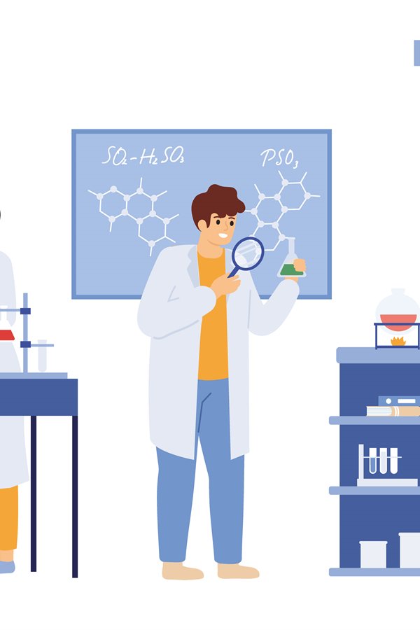 Scientific laboratory. Science research laboratory workers,