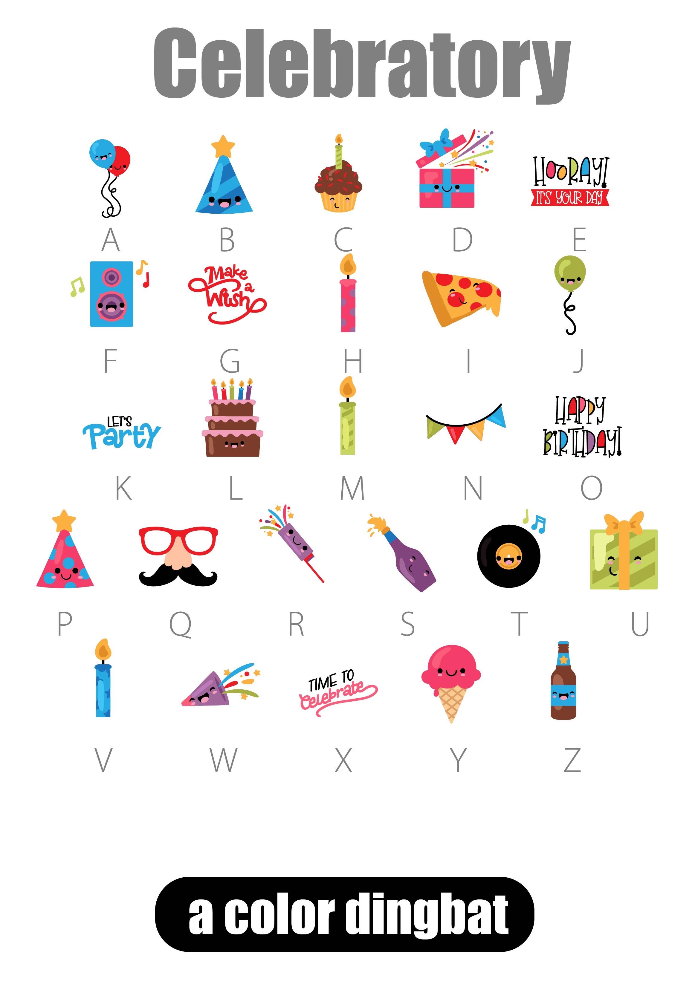 Full Color SVG Font Bundle filled with celebratory images