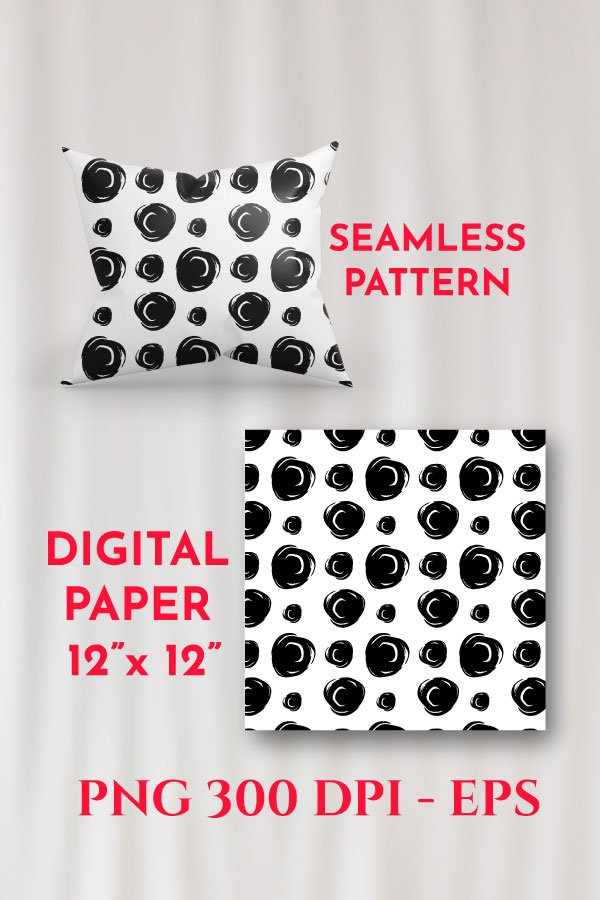 Digital paper, seamless black circle pattern.PNG, EPS